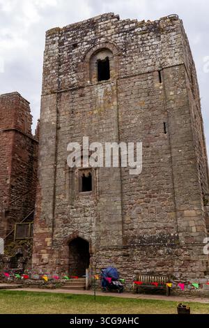 Ancient ruins of Goodrich Castle, a Norman medieval fortress in England ...