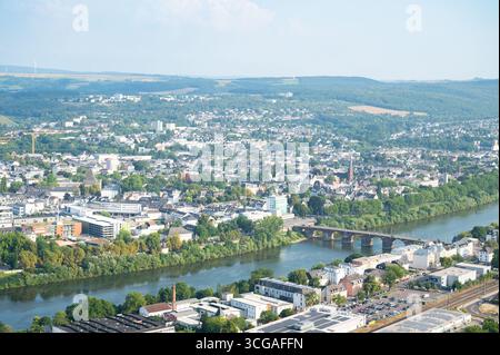 aerial view to Trier with Cathedral of Saint Peter and Aula Palatina ...