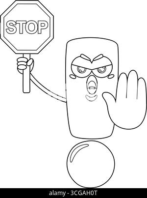 Outlined Angry Exclamation Mark Cartoon Character Speaking Through A ...