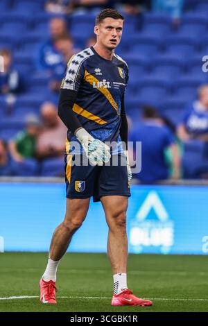 Liam Roberts of Mansfield Town in the pregame warmup session during the Carabao Cup match ...