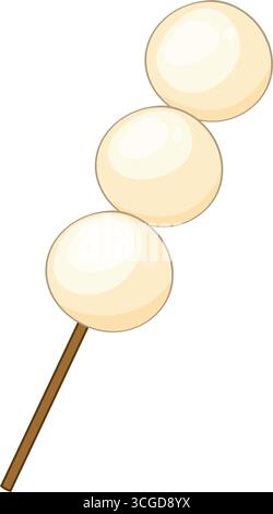 Japanese three Dango on a skewer. Asian food illustration isolated on ...