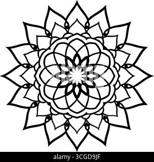 A black mandala pattern sketch on a white background Stock Vector Image ...