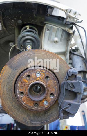 Car with Disc Brakes and Shock Absorbers in Switzerland Stock Photo - Alamy