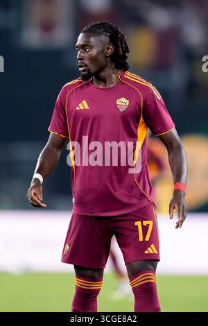 Manu Kone of AS Roma looks on during the Serie A match beetween Ac ...