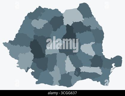 Map of Romania with regions. A simple country border map with regional ...