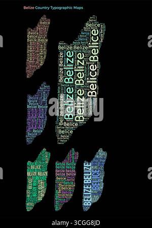 Set of typography style country illustrations. Central African Republic ...