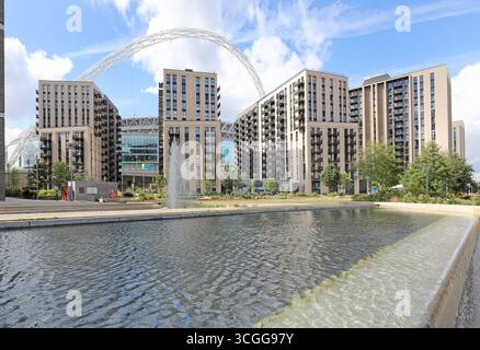 New Housing blocks and landscaped gardens at Wembley, London, UK. Arch ...