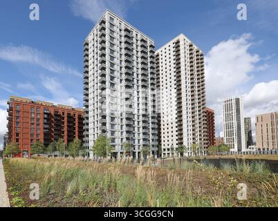 New Housing blocks around Union Park, Wembley, London, UK. New ...