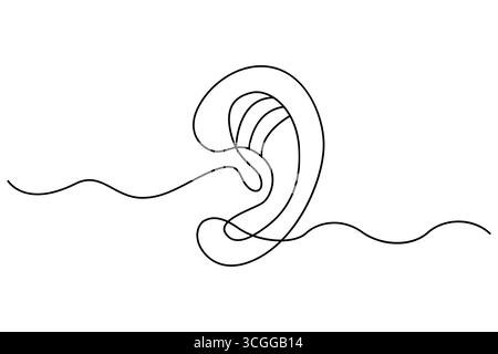 Human ear continuous line drawing. World deaf day simple one single ...