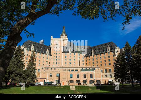 The lush gardens of the Bessborough Hotel in full bloom, framed by the ...