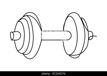 Continuous line drawing of dumbbell. Dumbbell linear icon. One line ...