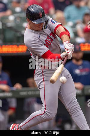 Boston Red Sox first base Romy Gonzalez (23) hits against the Arizona ...