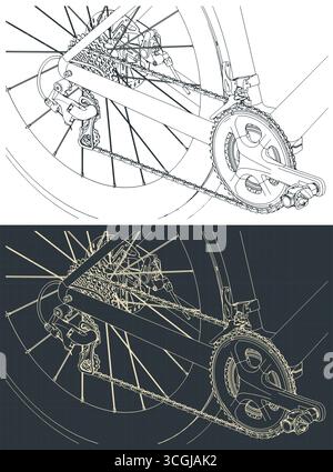 Road bike mechanism close up stylized vector illustration Stock Vector ...