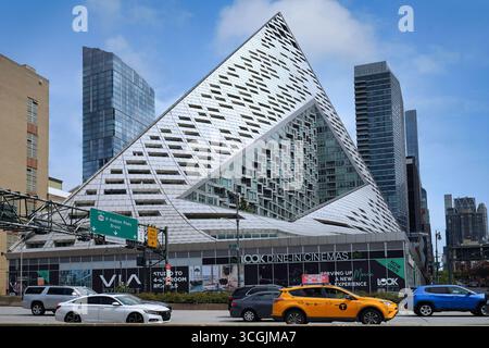 VIA 57 West, pyramid shaped apartment building, with skyline ...