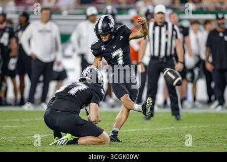 South Florida place kicker Nico Gramatica (7) celebrates his game ...