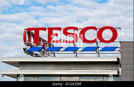Nitra, Slovakia - August, 25, 2025 : Tesco supermarket sign. Brand logo ...