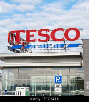 Nitra, Slovakia - August, 25, 2025 : Tesco supermarket sign. Brand logo ...
