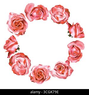 Round frame made of textile pink confetti in a heart shape. Monochrome ...