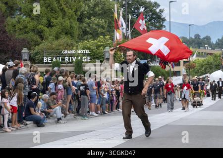 National Day flag wavers, Interlaken, Switzerland Stock Photo - Alamy