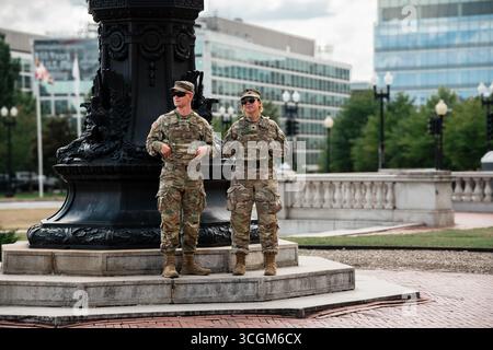 National Guard troops stand watch outside the White House in Washington ...