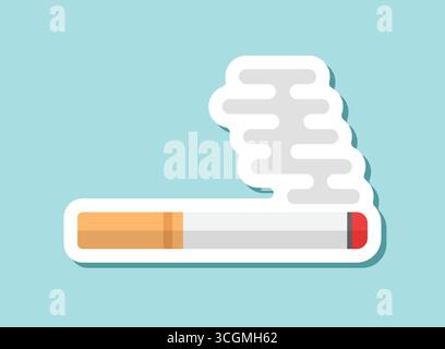 Cigarette sticker icon in flat style. Smoking vector illustration on ...