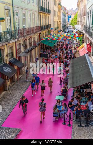 The famous Pink street in Lisbon, Portugal Stock Photo - Alamy