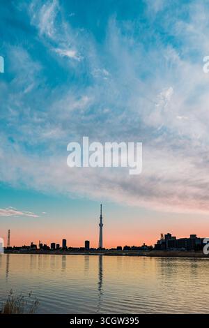 Tokyo, Japan skyline from the Arakawa River Stock Photo - Alamy