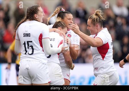 England's Megan Jones celebrates after winning the Women's Rugby World ...