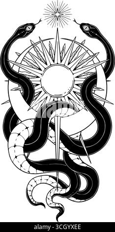 Tarot sun. Gothic tarot star for retro and antique designs. Vector ...