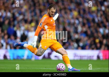 Leeds United goalkeeper Lucas Perri applauds the fans after the game ...