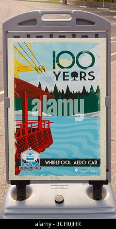 The Niagara Whirlpool aero car sign at Niagara river, Niagara Falls ...