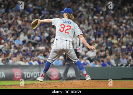 Chicago Cubs pitcher Ben Brown throws during the seventh inning in Game ...