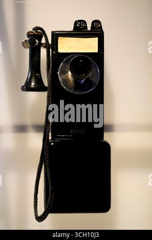 Vintage Gray Telephone and pay Station Stock Photo - Alamy