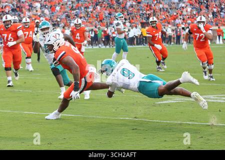 Virginia tight end Dakota Twitty (9) walks the field before the Gator ...