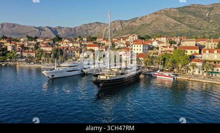 Cavtat, Dubrovnik, Croatia: Aerial view of yacht HALO owned by Russian ...