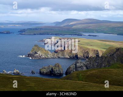 The view north from Fitful Head on Shetland, the most northerly group ...