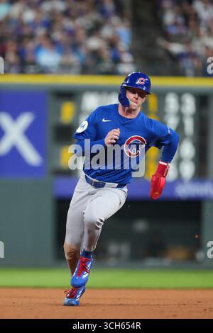 Chicago Cubs' Pete Crow-Armstrong is greeted by manager Craig Counsell ...