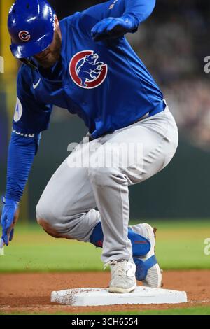 Chicago Cubs' Michael Busch (29) runs the bases after hitting a home ...