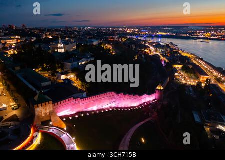 Aerial photo of Nizhny Novgorod at night Stock Photo - Alamy