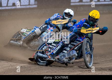 Jack Holder of Australia in White leading Anders Rowe of Great Britain ...