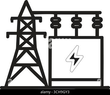 substation vector icon isolated on transparent background, substation ...