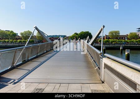 The Seán O'Casey Bridge, a pedestrian swing bridge spanning the River ...