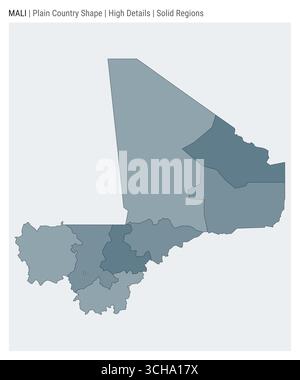 Mali plain country map. High details. Solid regions style. Shape of ...