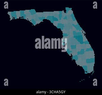 Square dots pattern map of Florida. Dotted pixel map with flag isolated ...