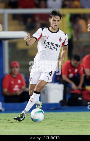 AC Milan's Samuele Ricci controls the ball during the Serie A soccer ...