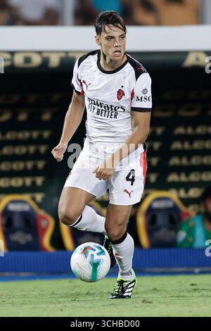 AC Milan's Samuele Ricci controls the ball during the Serie A soccer ...