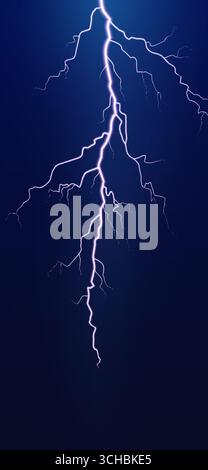 Thunder bolt and vertical bright lightning on black background ...