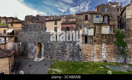 Aerial view of the megalithic walls and the Porta Sanguinaria. The ...