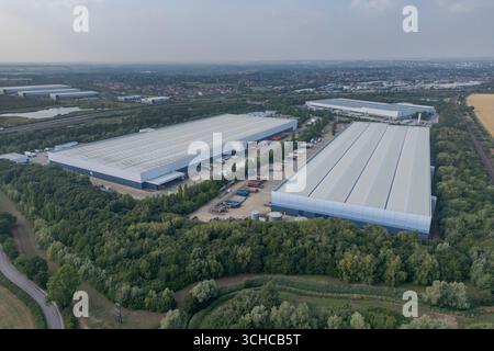 Aerial view of Sainsburys supermarket distribution hub in Basingstoke ...