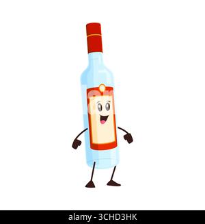 Vodka alcohol drink bottle groovy drunk character. Cocktail drink or ...